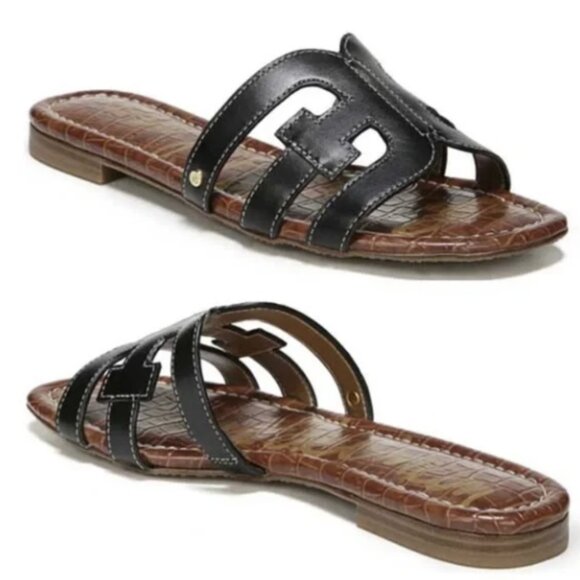 Sam Edelman | Shoes | Sam Edelman Bay Slides Black Leather Slip On ...